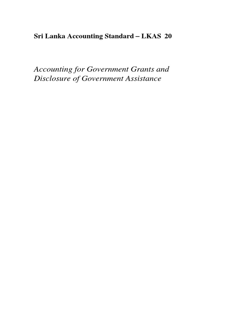 LKAS 20-Accounting For Government Grants and Disclosure of Government ...