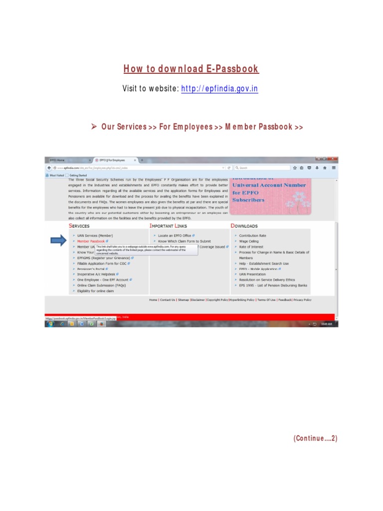 PF Passbook Download Process PDF | PDF | Finance & Money Management