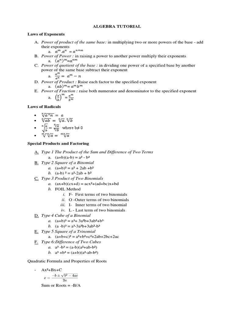 Algebra Tutorial Guide PDF | PDF | Trigonometric Functions | Sine