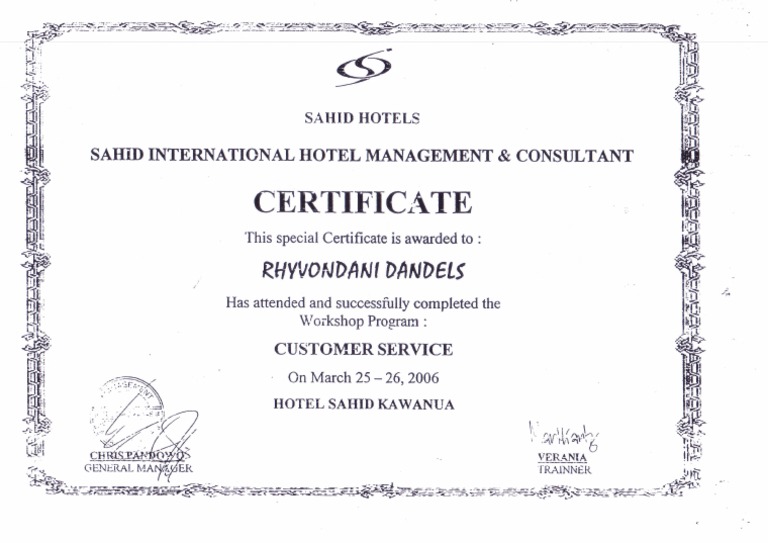 Customer Service Certificate PDF | PDF