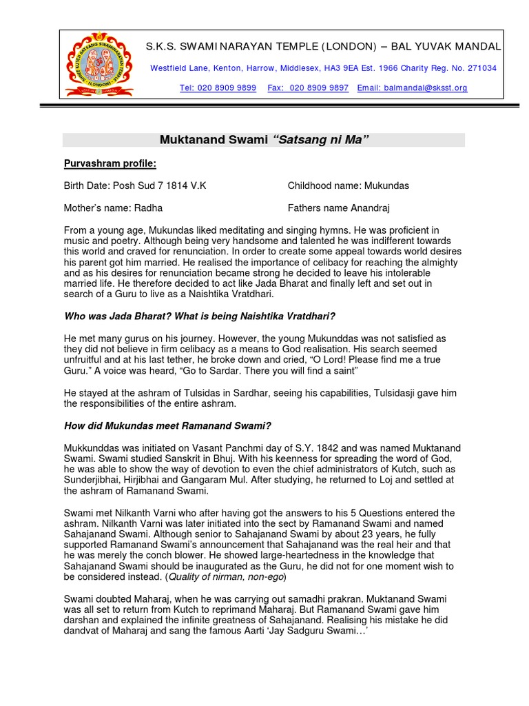 Muktanand Swami PDF | PDF | Bhakti Movement | Indian Religions