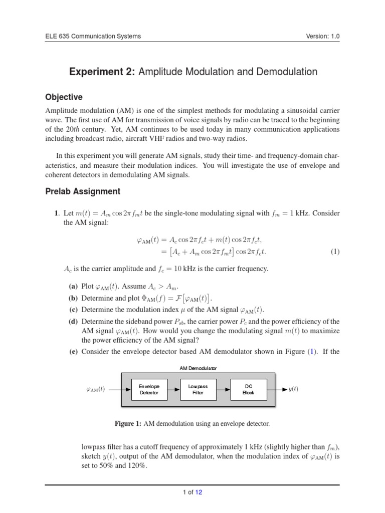 Exp2 Amplitude Modulation and Demodulation W2015 | PDF | Detector ...