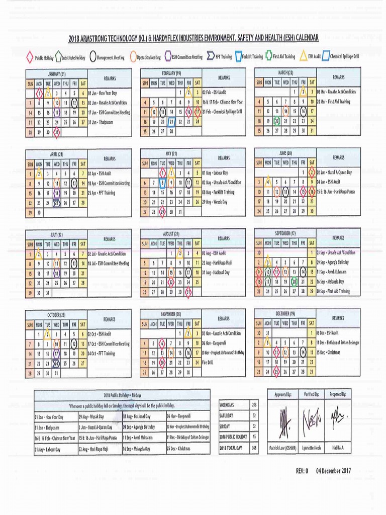 ESH Calendar 2018 | PDF