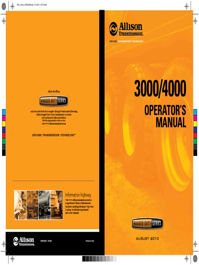 Allison Transmision 4000 Operators Manual | PDF | Automatic ...