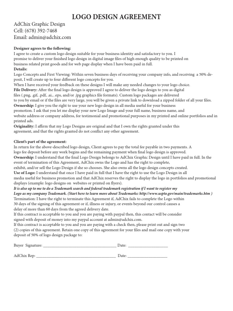 Sample Logo Contract | PDF | Graphic Design | Trademark