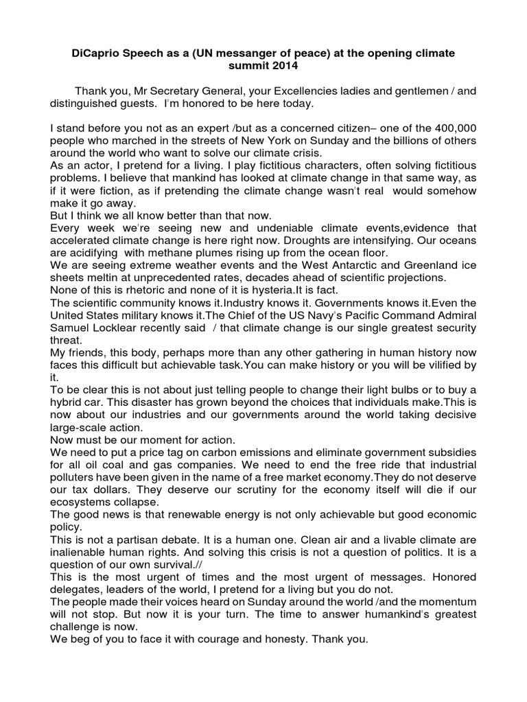 Transcript Speech (Word) | PDF | Climate Change | Air Pollution