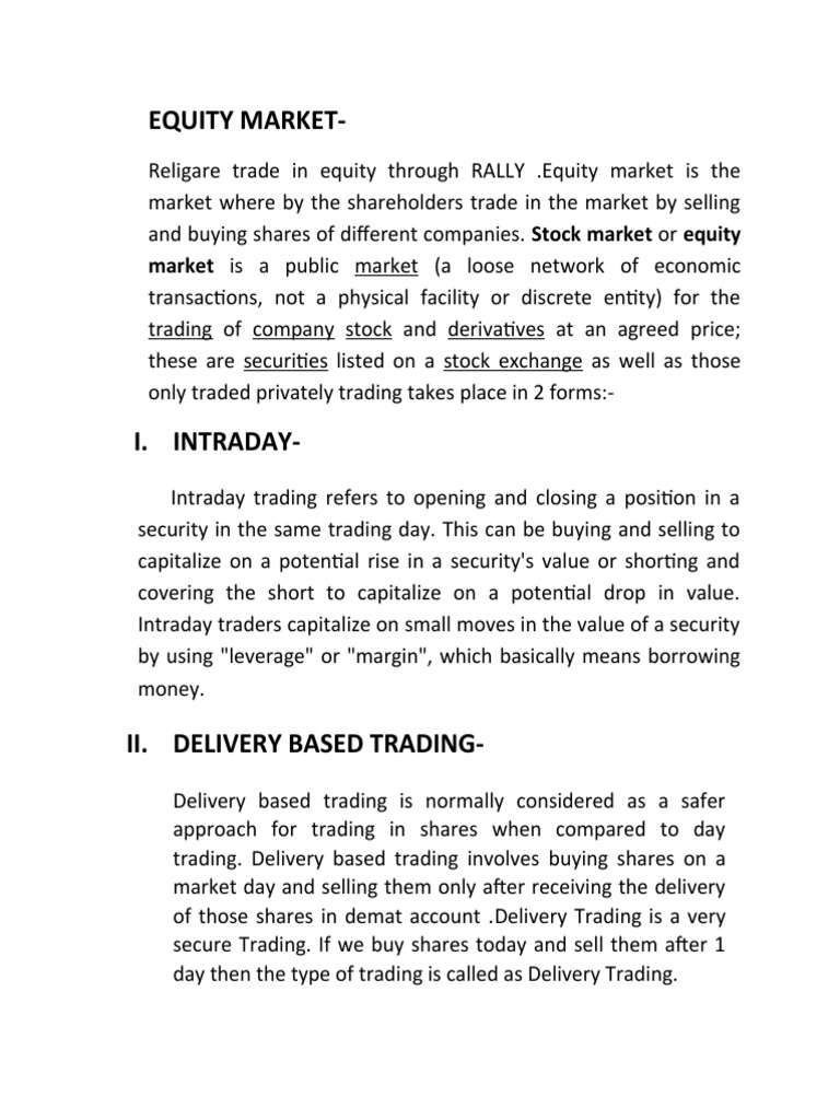 Understanding Equity Market Trading | PDF | Stocks | Commodity Markets