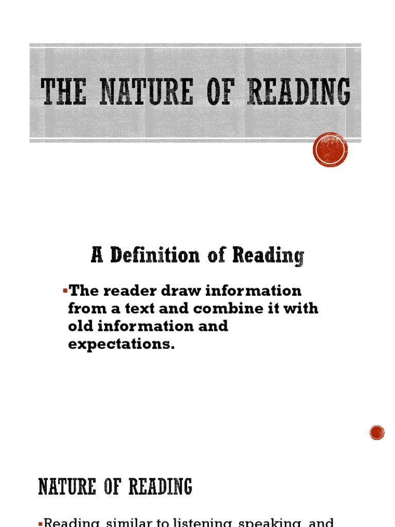 Lesson 1 The Nature of Reading | PDF | Reading Comprehension | Phonics