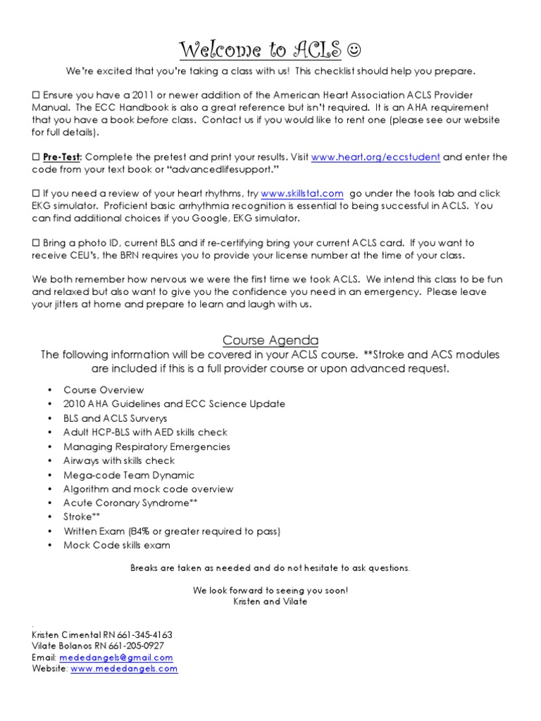 ACLS notes | Cardiovascular Physiology | Medical Emergencies