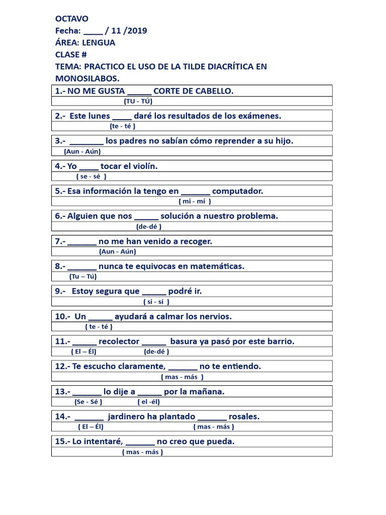 8vo - Practico Con La Tilde Diacritica | PDF