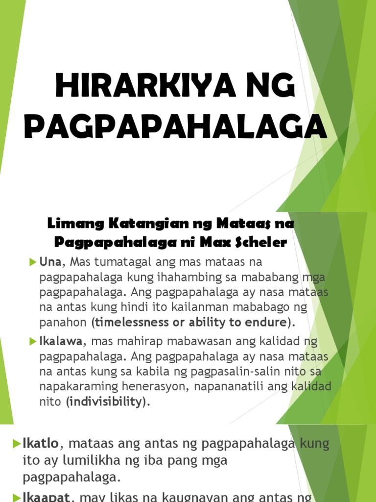 Hirarkiya NG Pagpapahalaga | PDF