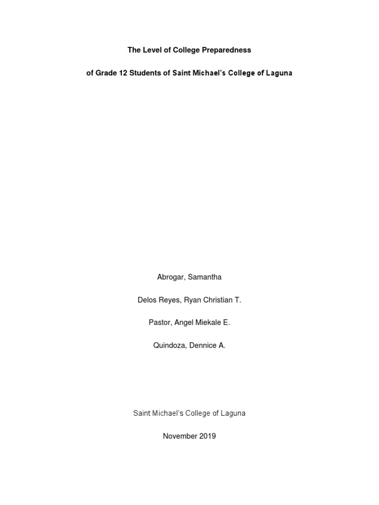 Level of College Preparedness | PDF | Survey Methodology | Students