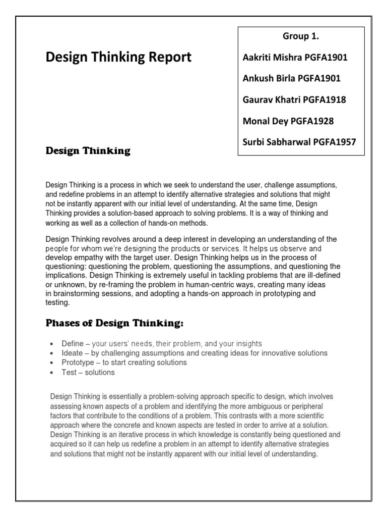 Design Thinking Report | PDF | Design Thinking | Design