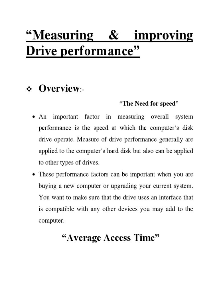 Measuring & Improving Drive Performance | PDF | Hard Disk Drive ...