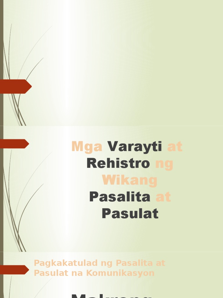 Yunit I - Aralin - Pasalita at Pasulat | PDF