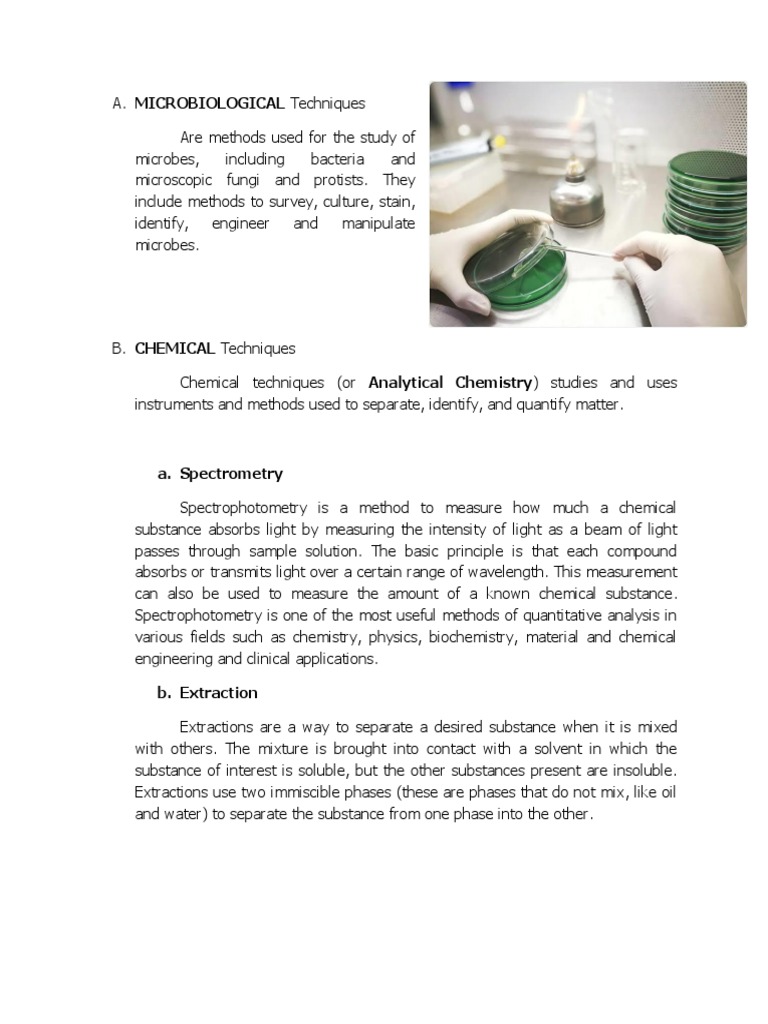 Microbiological Techniques Overview | PDF | Filtration | Spectrophotometry