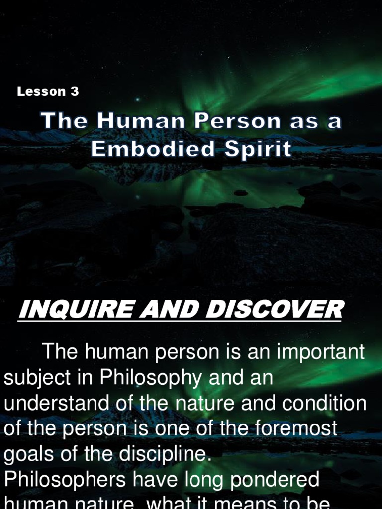The Human Person As A Embodied Spirit | PDF | Human | Experience