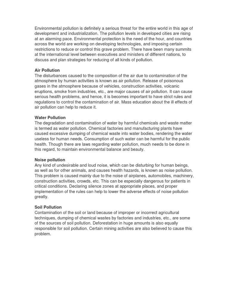 Types and Effects of Environmental Pollution | PDF | Pollution | Air ...