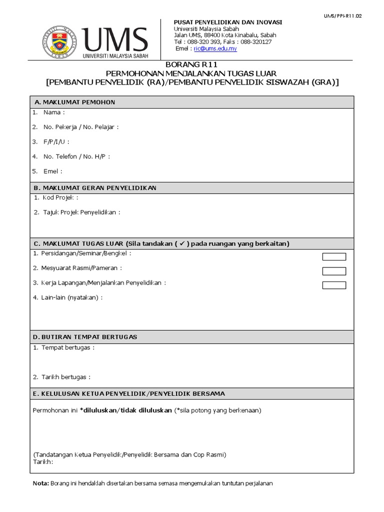 Borang R11 - Borang Ums Klim | PDF