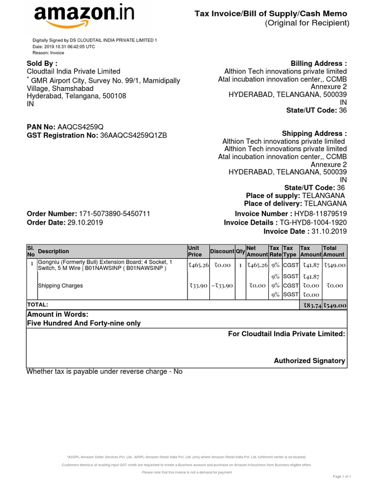 Plug Box Amazon Invoice | PDF | Invoice | Government Finances