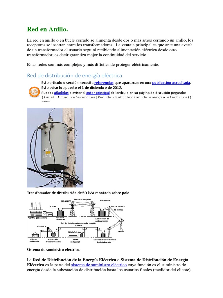 Red en Anillo | PDF | Distribución de energía eléctrica | Poder (Física)