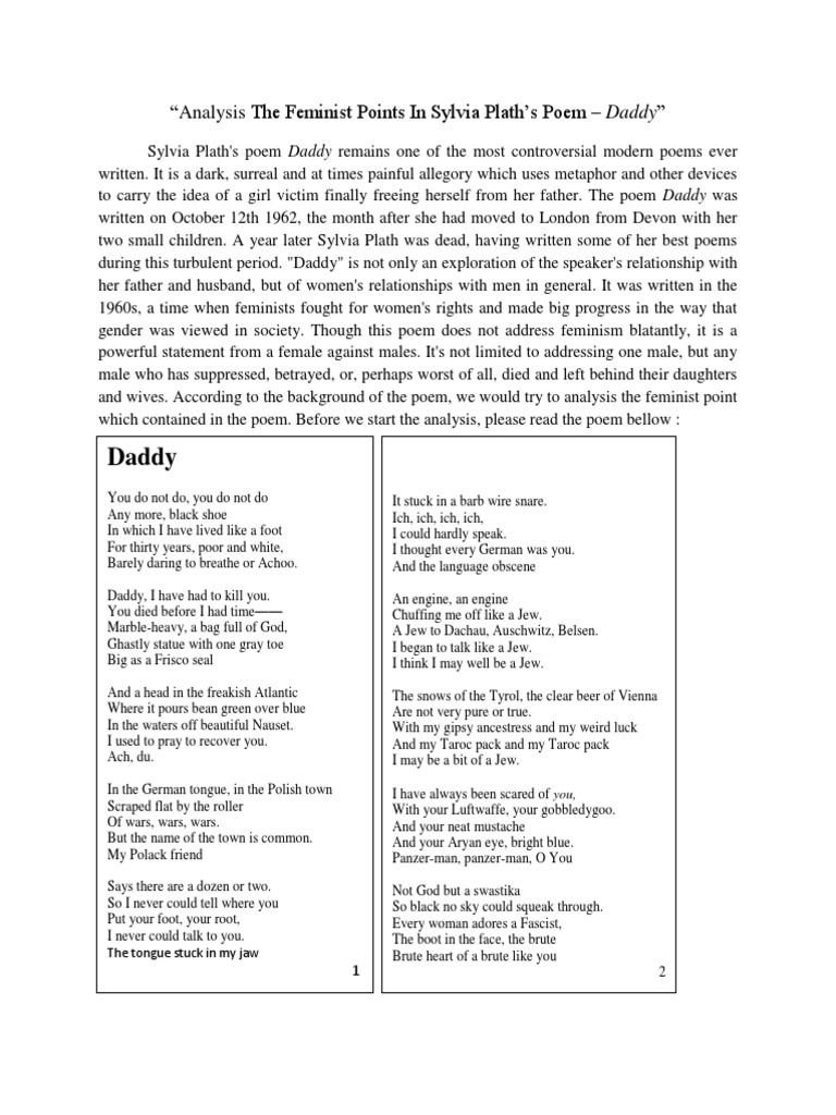 Identify The Feminist Points in Sylvia Plath | PDF | Sylvia Plath ...