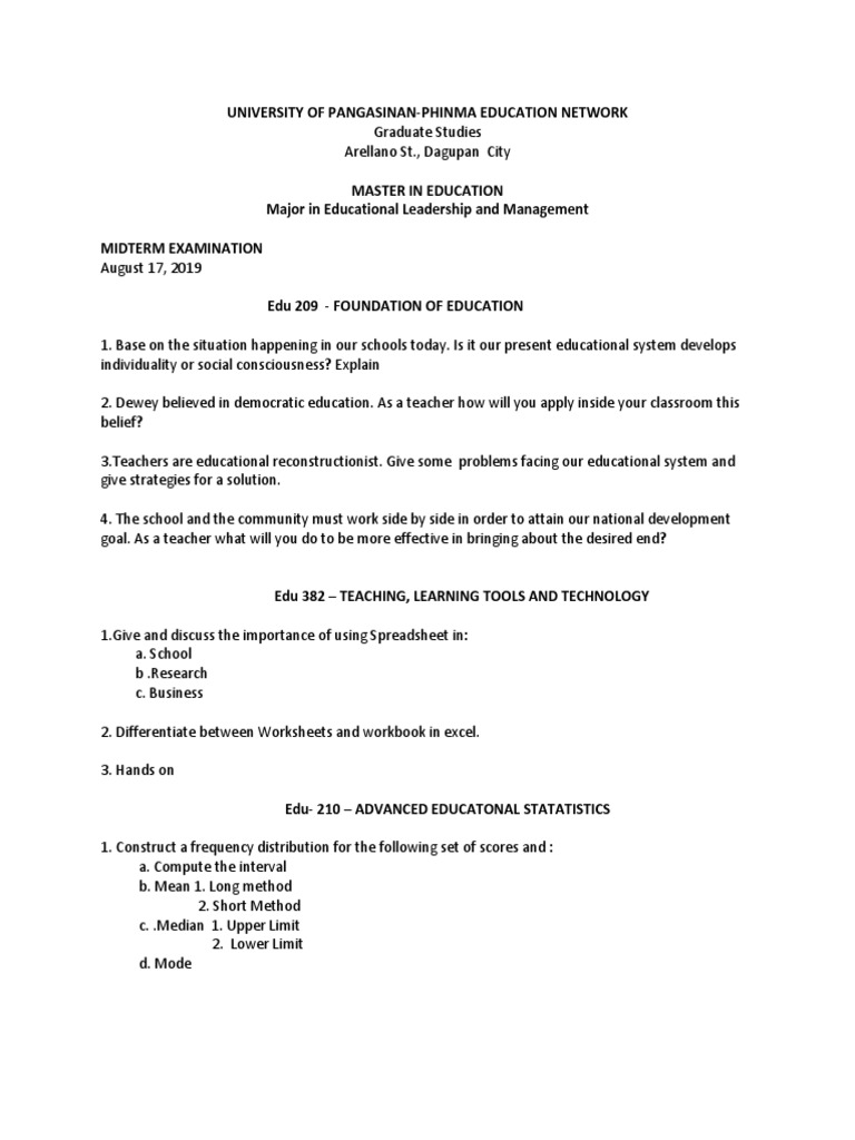 UNIVERSITY OF PANGASINAN Midterm Exam | PDF | Applied Psychology | Behavior Modification