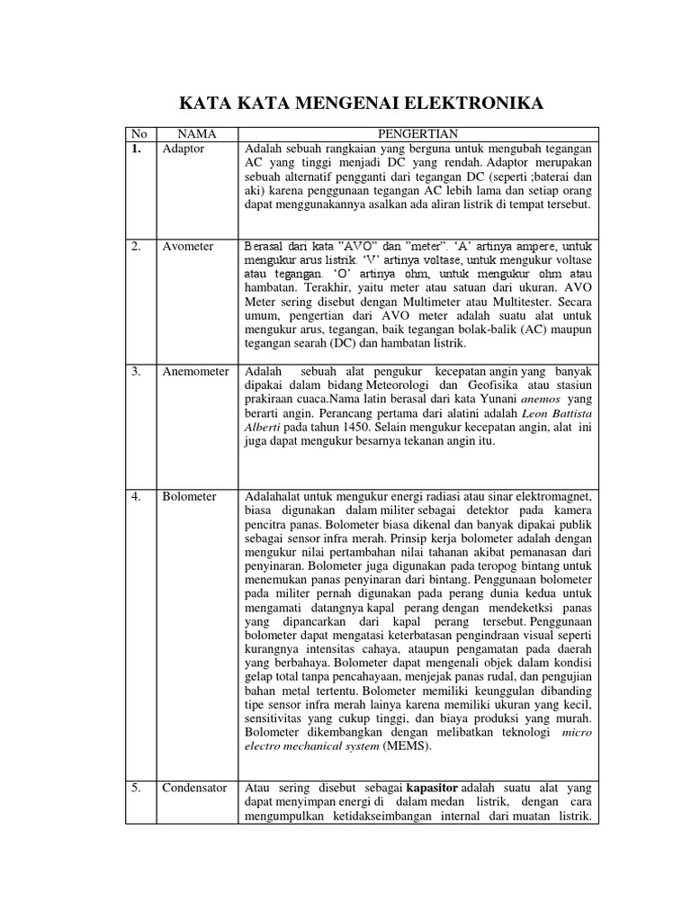 Kata Kata Mengenai Elektronika | PDF