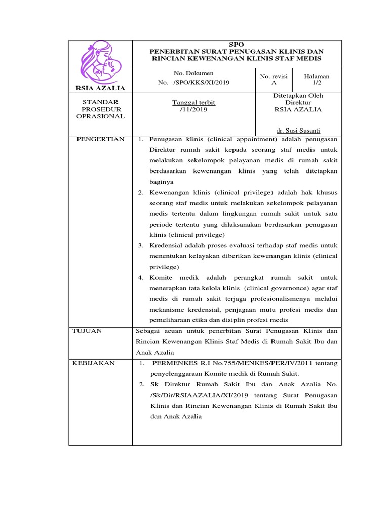 SPO Penerbitan SPK DAN RKK MEDIS | PDF