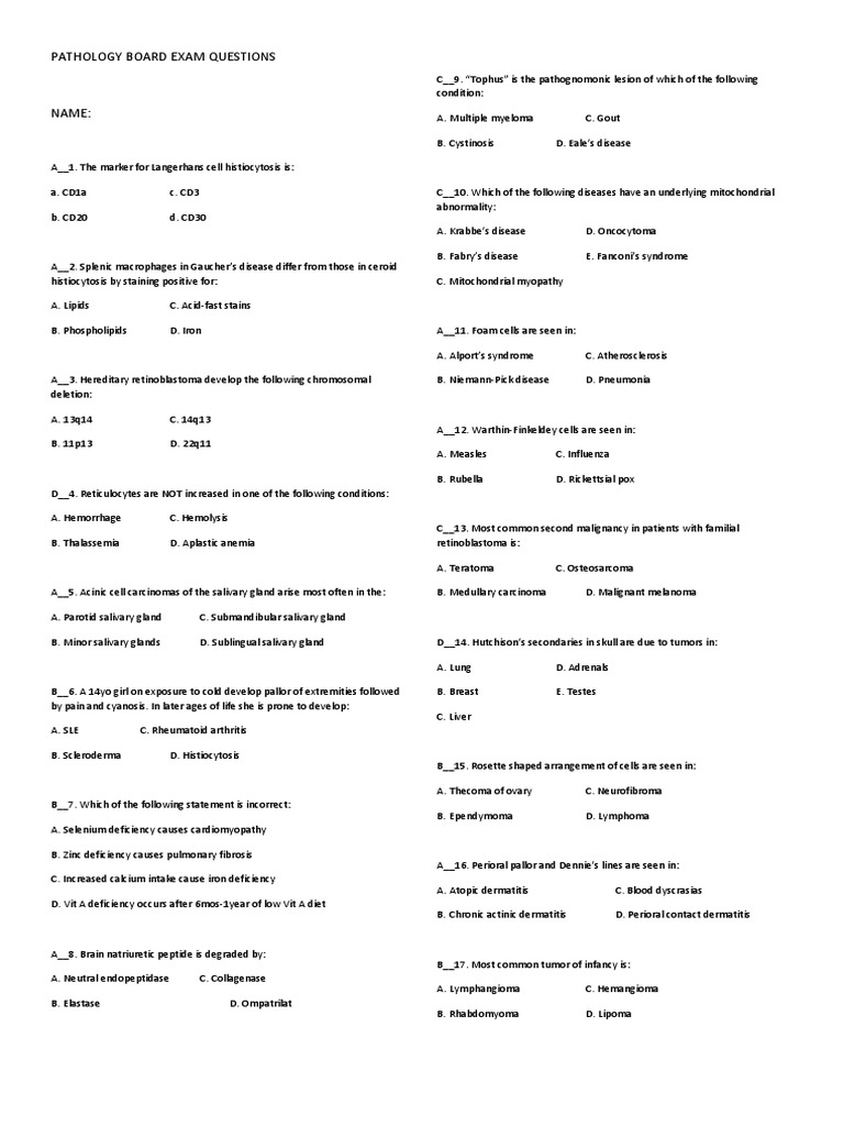 Pathology Board Exam Questions | PDF | Hepatitis | Kidney Disease