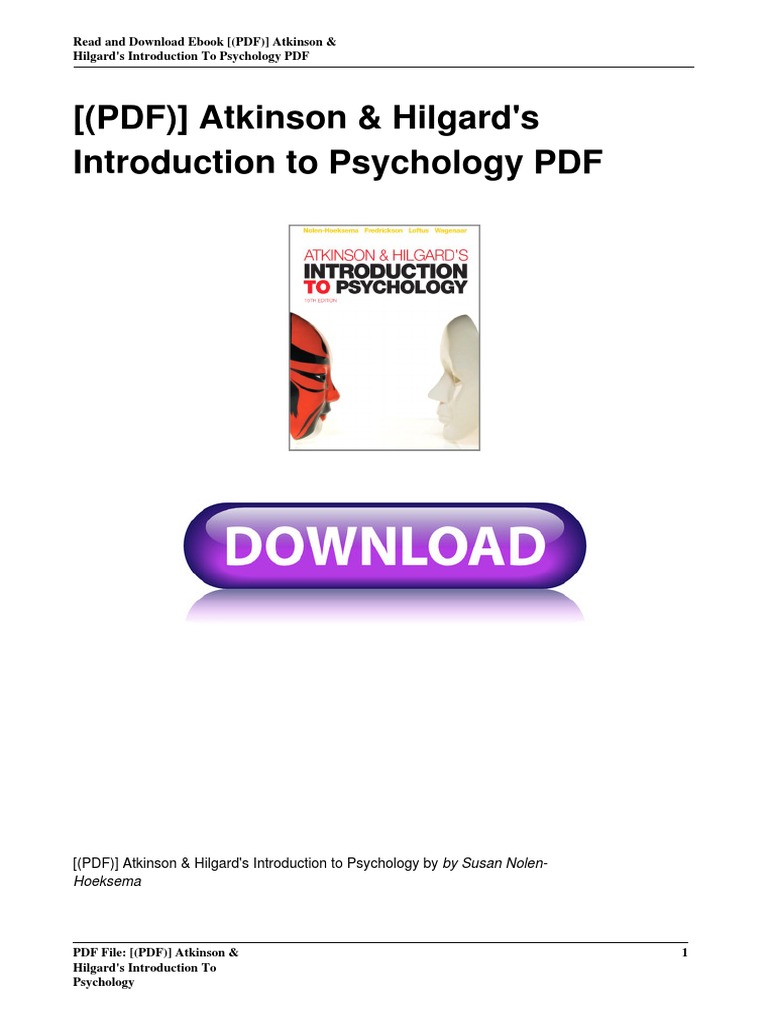 Atkinson Hilgard S Introduction To Psych PDF | PDF