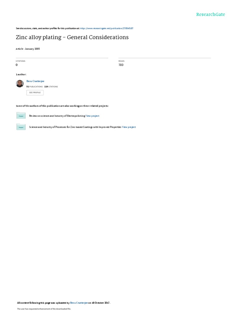 Zinc Alloy Plating | PDF | Zinc | Corrosion