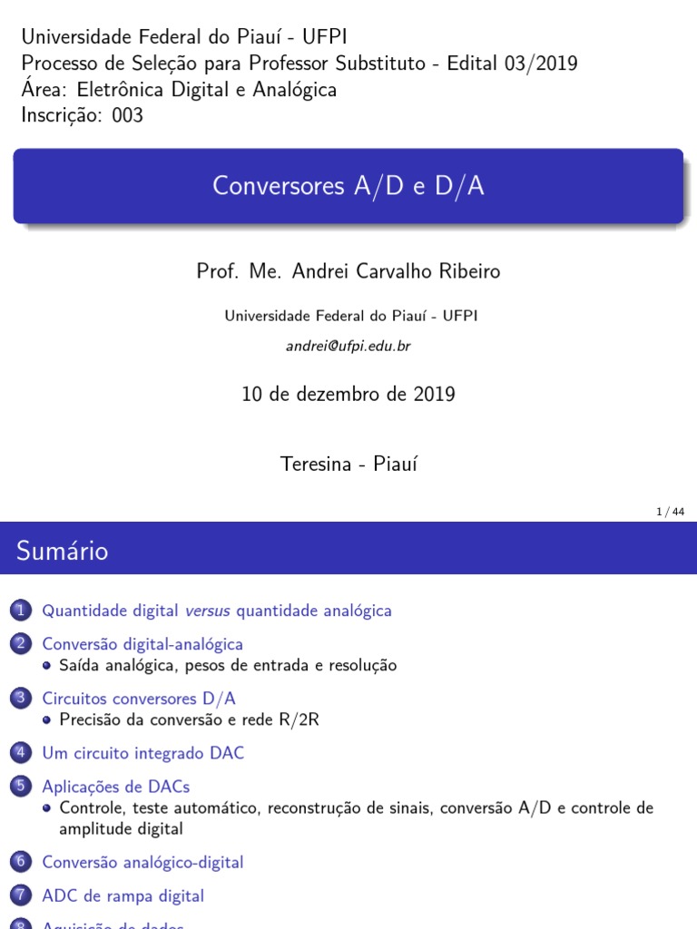 Conversores AD e DA | PDF | Conversor de analógico para digital ...