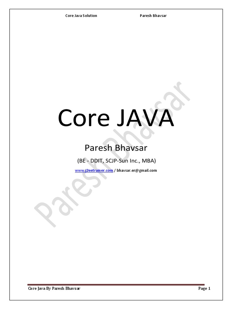 Core Java Book by Paresh Bhavsar Version 3.0 | PDF | Constructor ...