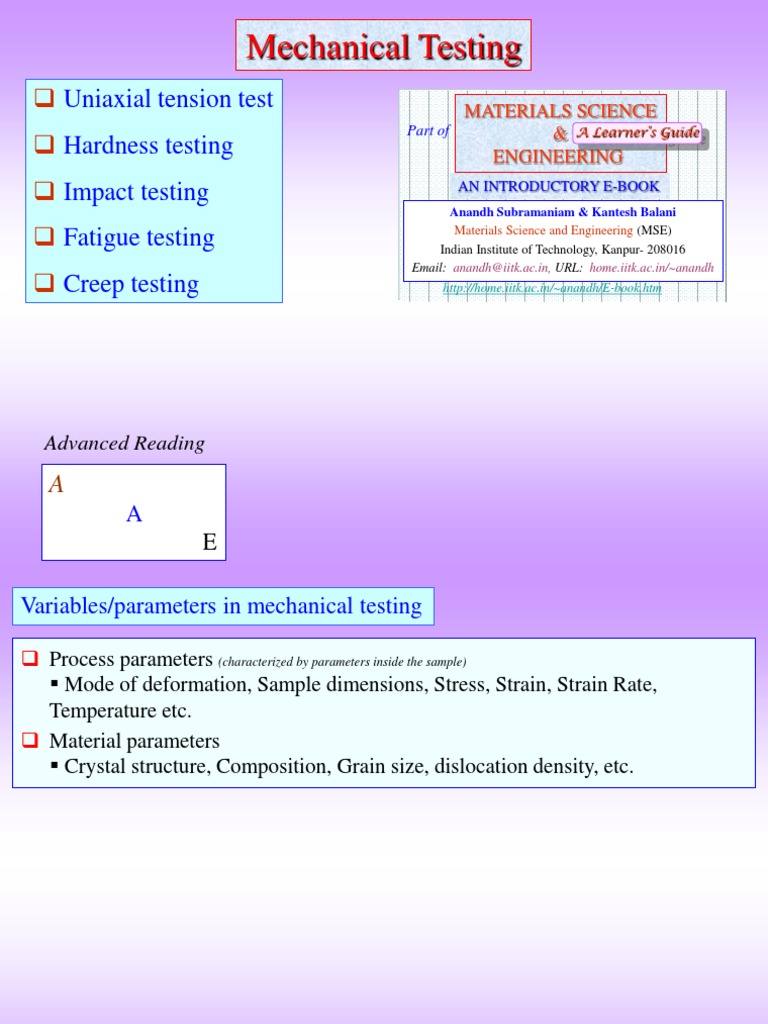 Mechanical Testing of Materials | PDF | Hardness | Deformation ...