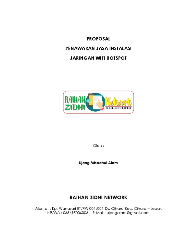 Proposal Instalasi Jaringan Wifi Hotspot | PDF