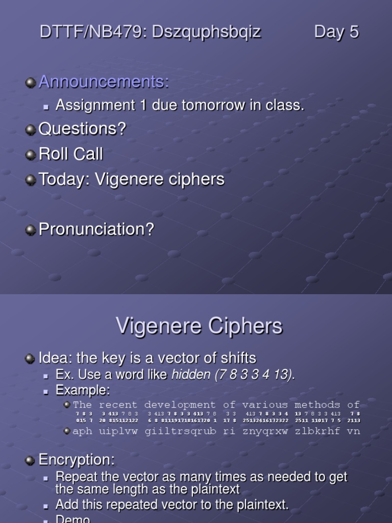 Day05 200607spring Vigenere | PDF | Cipher | Cryptanalysis