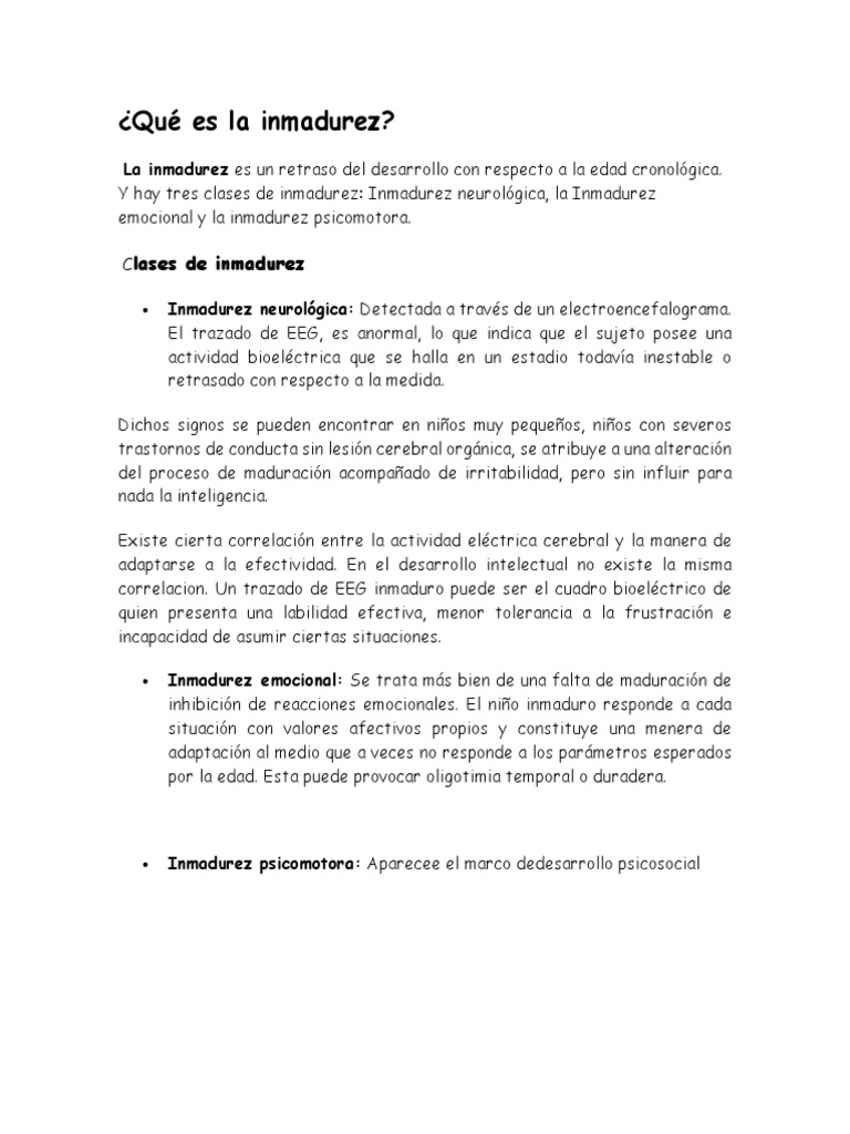 Qué Es La Inmadurez | PDF | Aprendizaje | Las emociones
