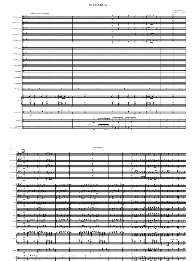 Oye Como Va - Full Score | Descargar gratis PDF | Musique jazz | Divertissement (Général)