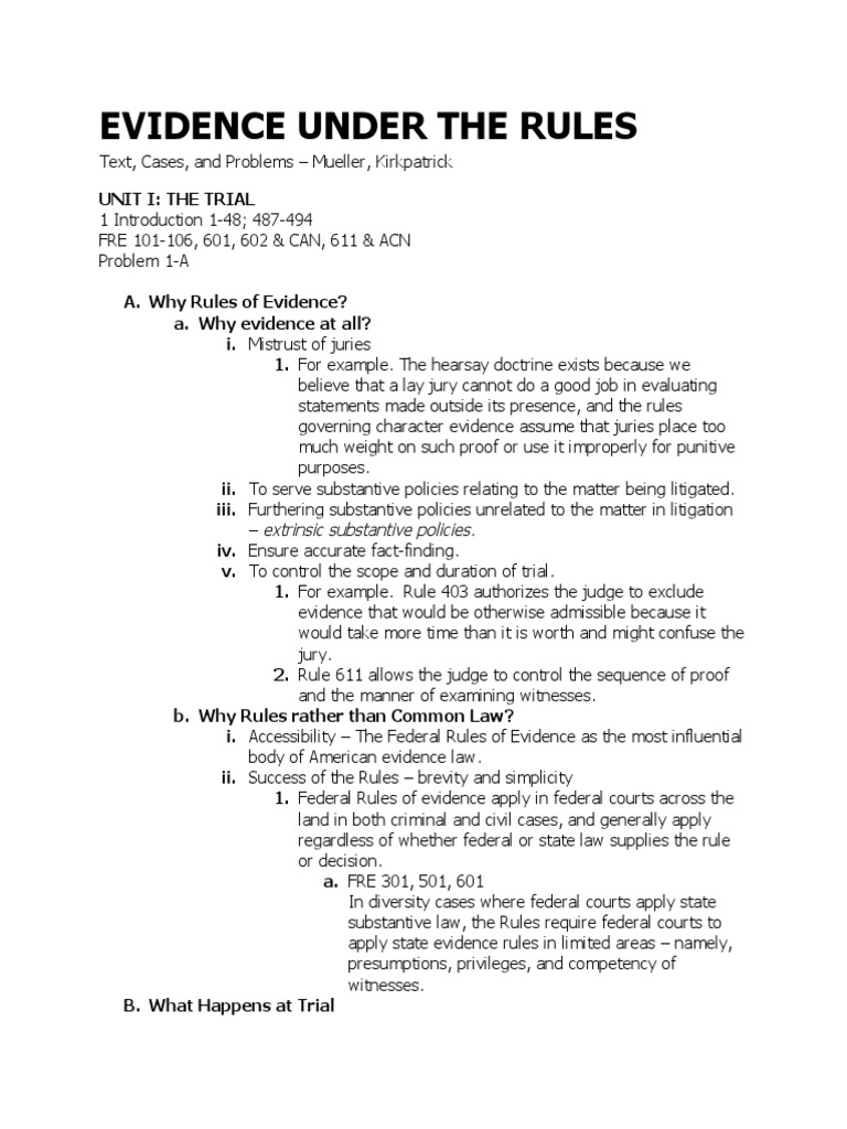 Evidence Under The Rules Notes | Download Free PDF | Evidence (Law ...
