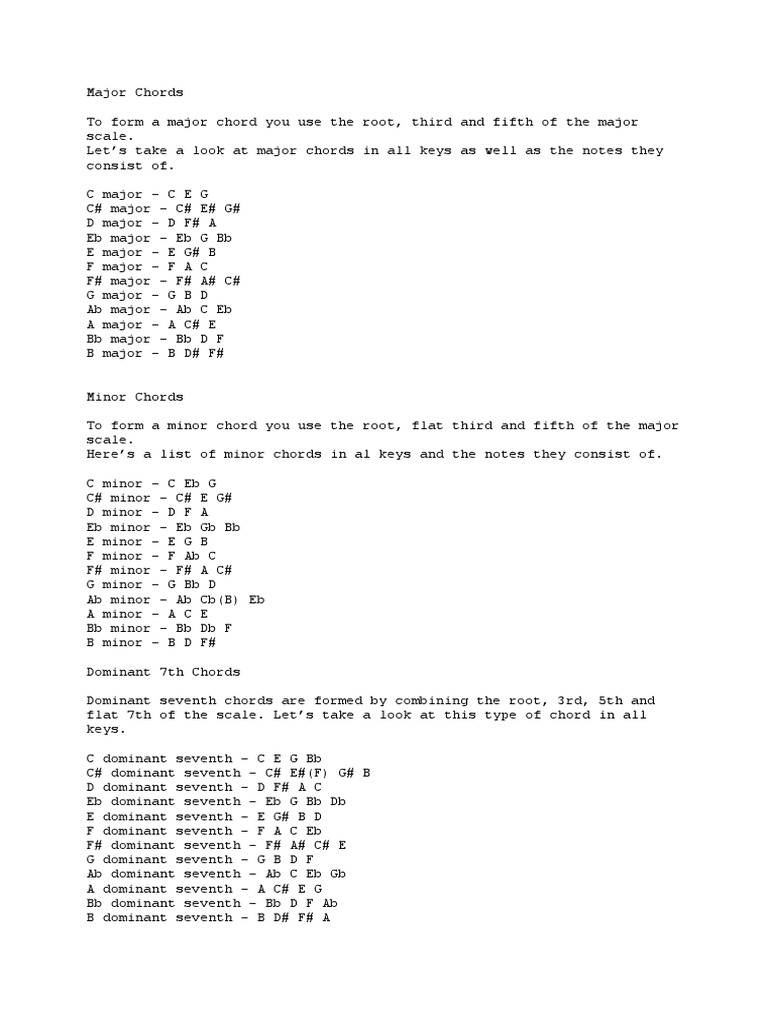 All The Notes That Make Up Chords | PDF | Minor Scale | Chord (Music)
