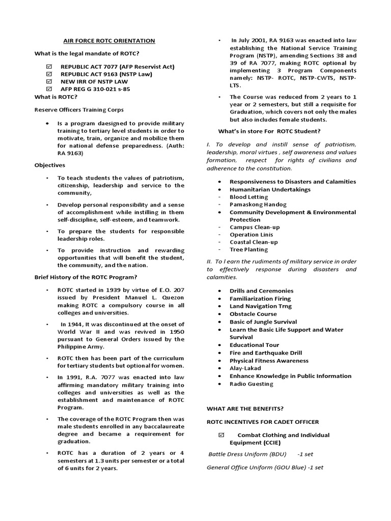 ROTC Compiled-Lecs | PDF | Reserve Officers' Training Corps | Officer ...