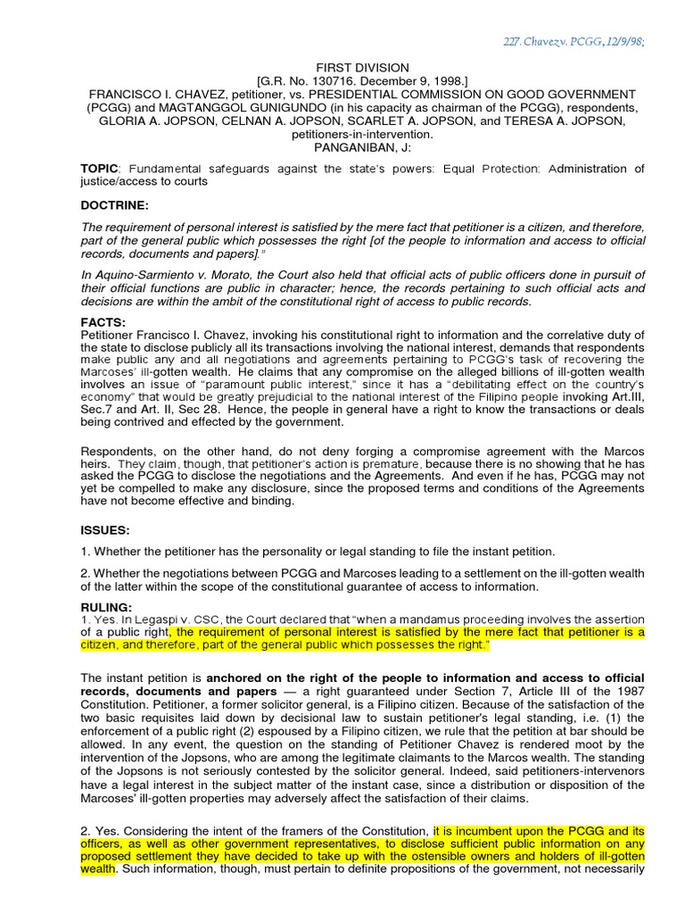 Chavez v. PCGG | PDF | Guarantee | Government