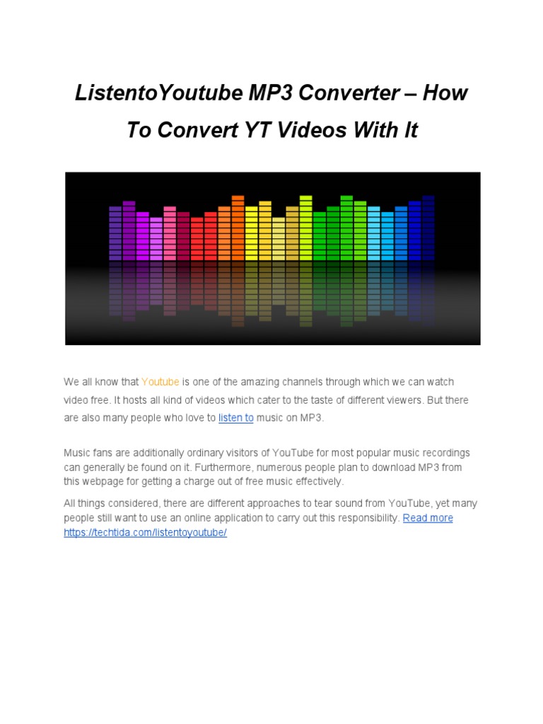 ListentoYoutube MP3 Converter - How To Convert YT Videos With It | PDF