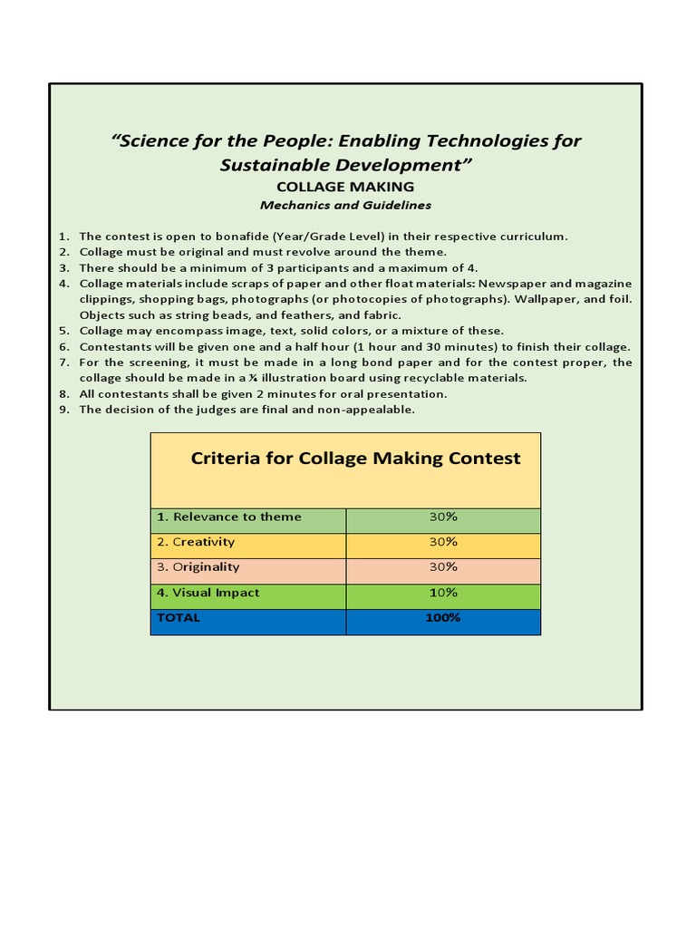Collage Contest Criteria | PDF