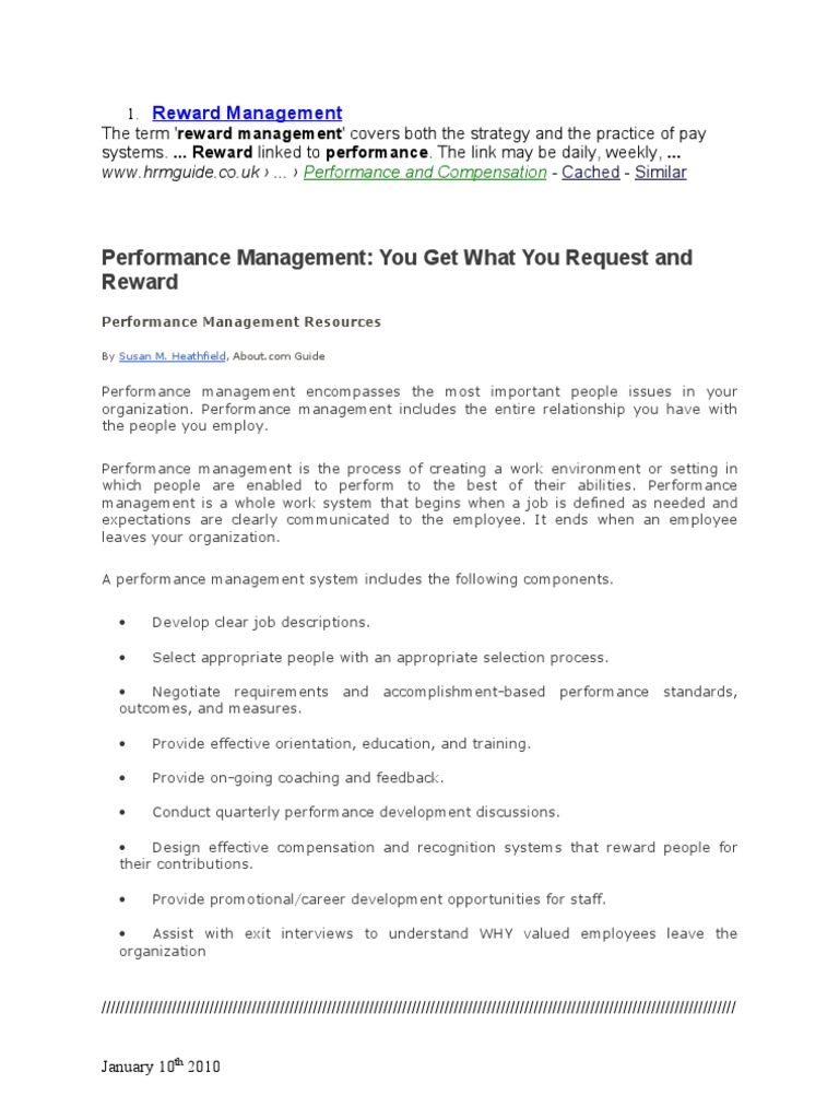 Performance and Reward Management Insights | PDF | Executive ...