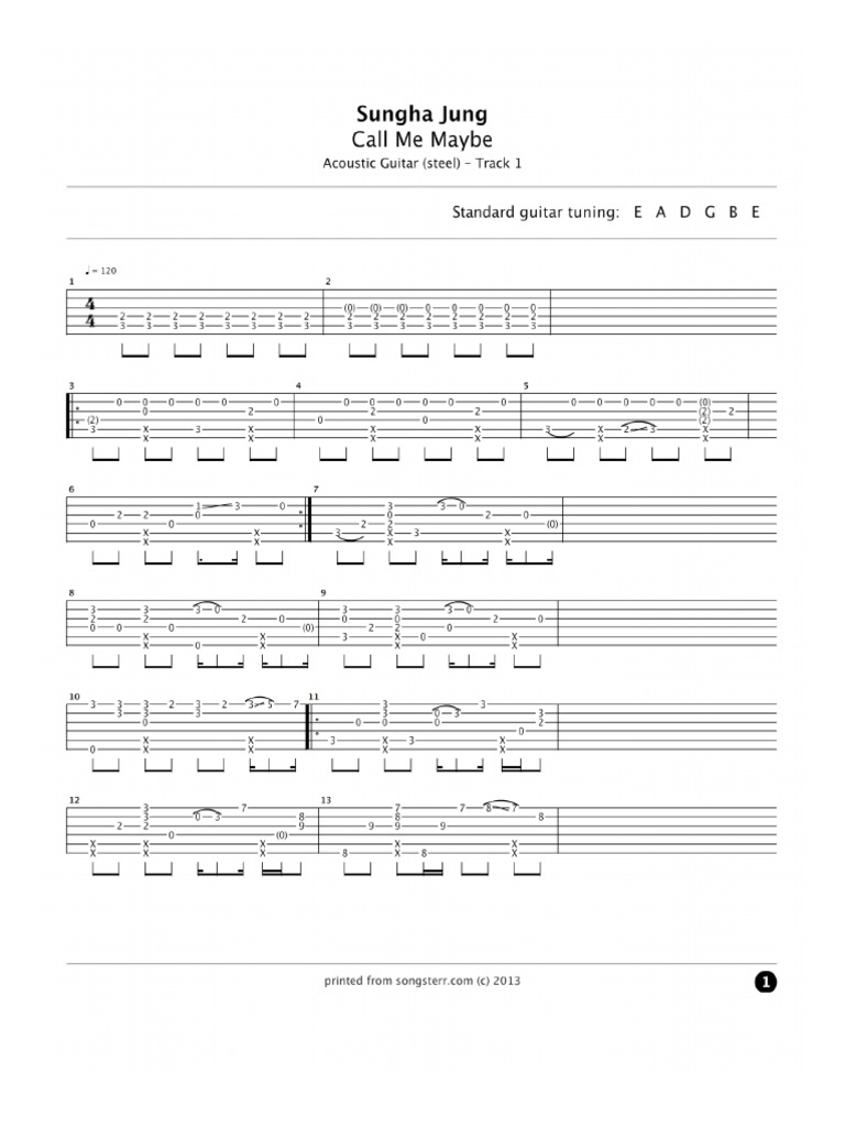Call Me Maybe Tab by Sungha Jung - Songsterr Tabs With Rhythm | PDF