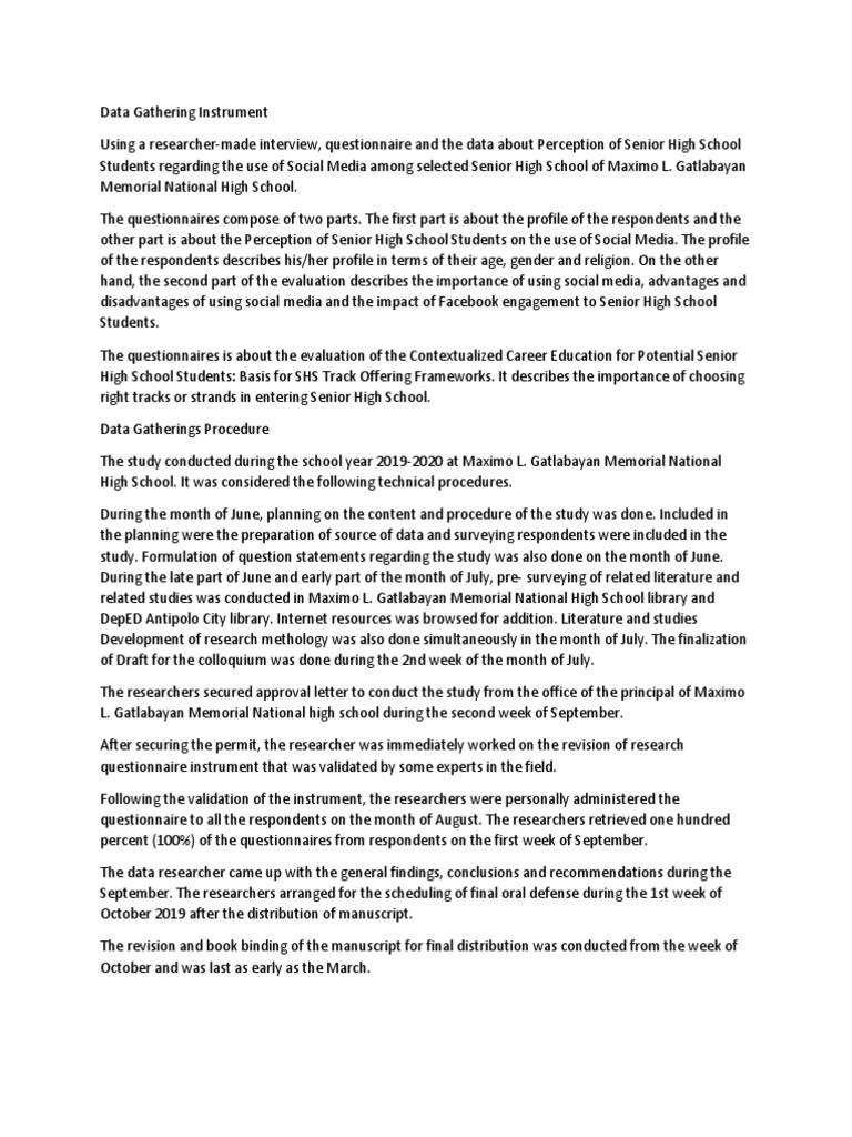 Data Gathering Instrument 2 | Download Free PDF | Social Media ...
