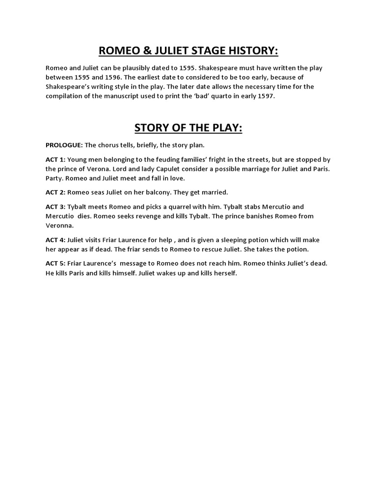 Romeo and Juliet Research | PDF