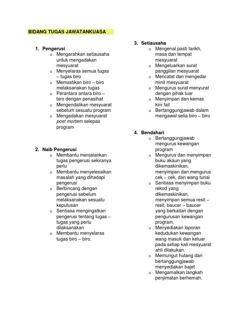 Bidang Tugas Jawatankuasa | PDF